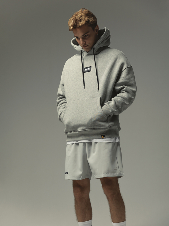 MANTO bluza z kapturem LABEL OVERSIZE melanż - mantoshop.pl